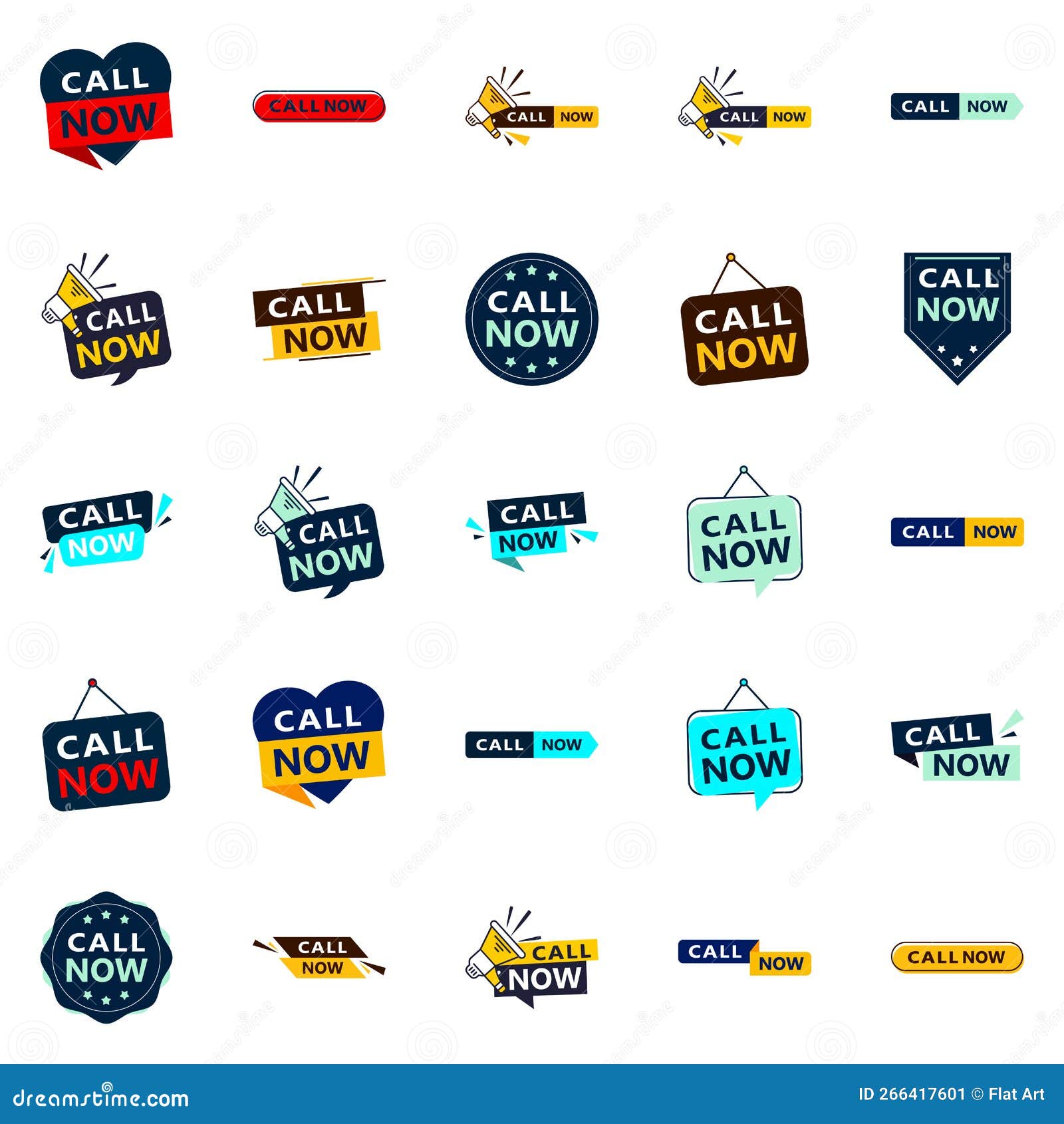 Call Now 25 Modern Typographic Elements To Encourage Calling Stock ...