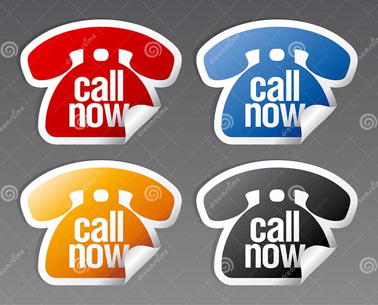 Call now stickers. stock vector. Illustration of handset - 18932790