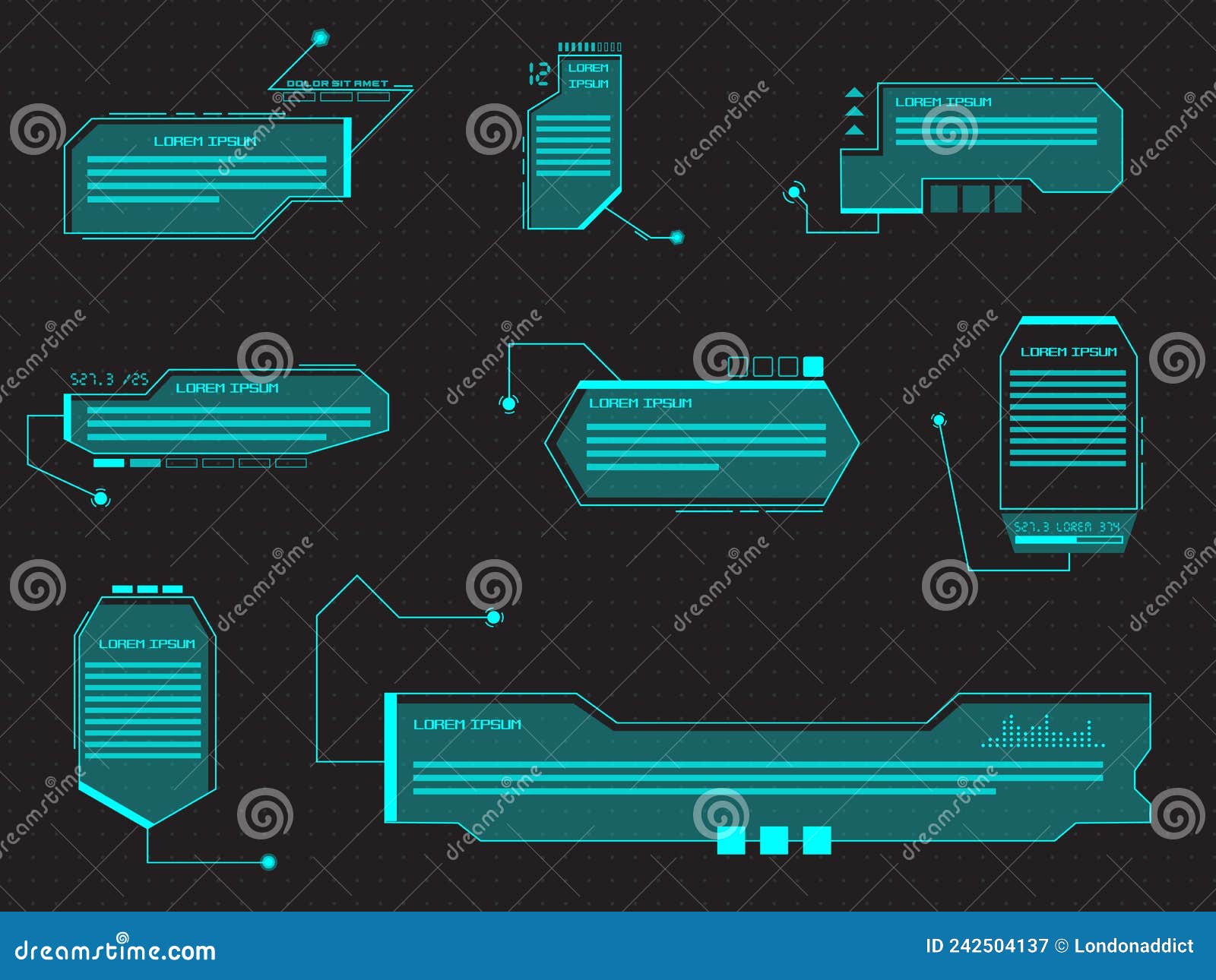 Call Outs Bars and Titles in HUD Style. Futuristic Information Call Box ...