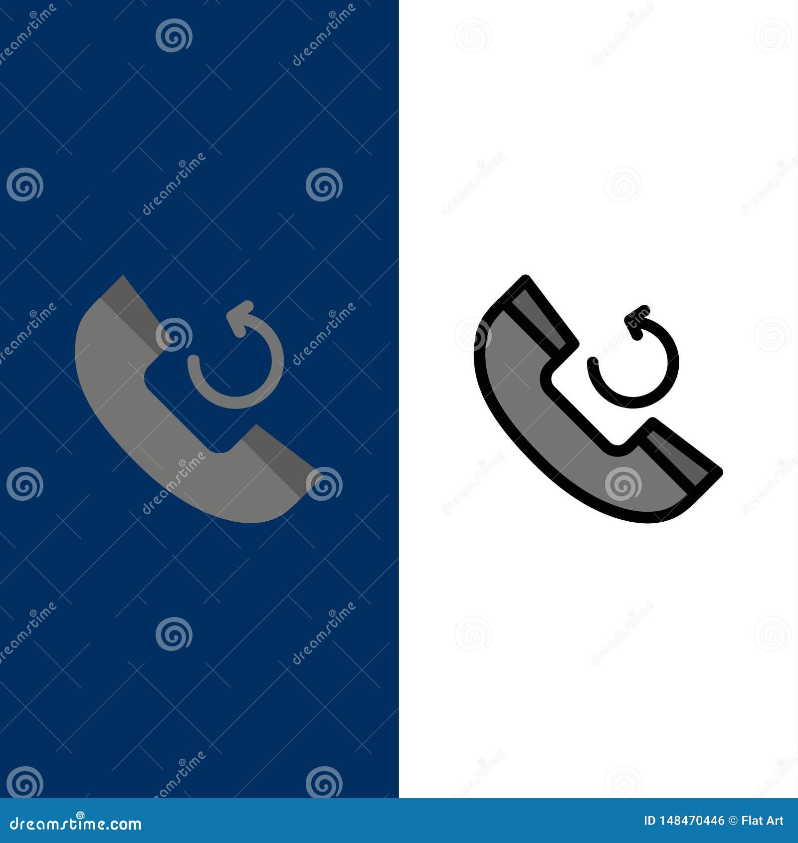 Call, Phone, Callback Icons. Flat and Line Filled Icon Set Vector Blue Background Stock Vector ...