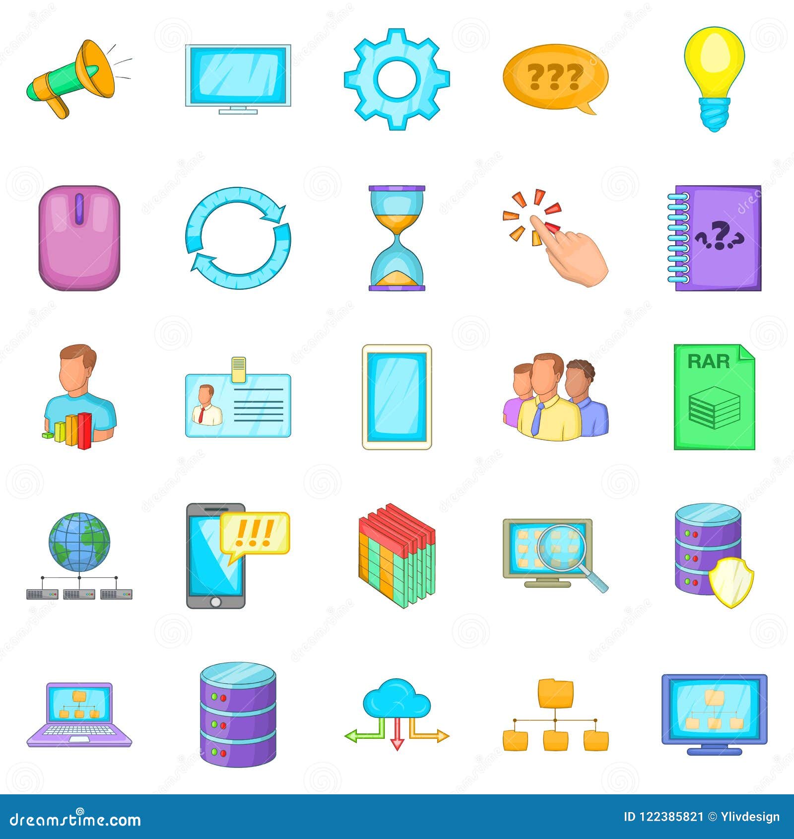 Call Recording Icons Set, Cartoon Style Stock Vector - Illustration of ...