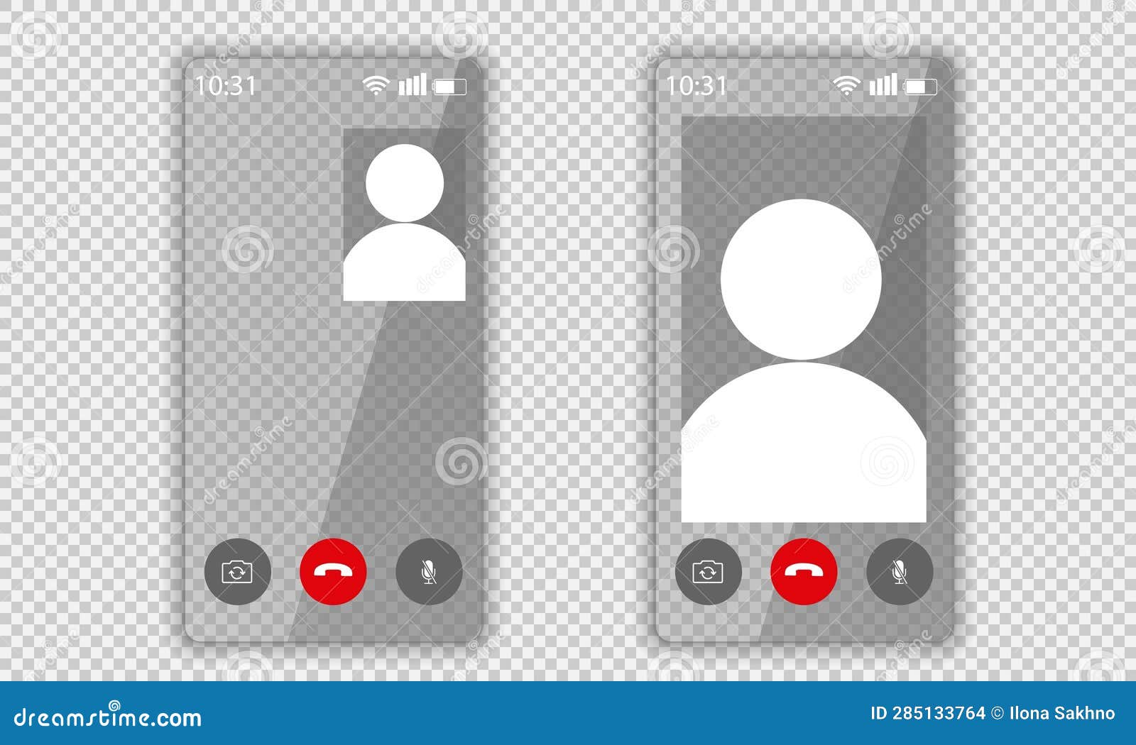 Call Screen Concept UI Set with Realistic Transparent Background ...