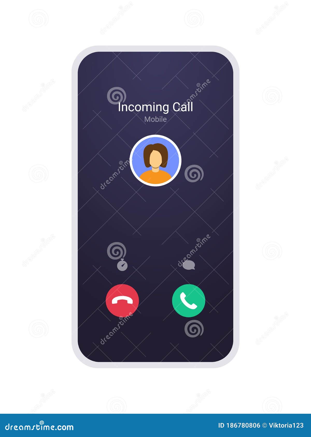 Call Screen Mockup, Abstract Incoming Call Window Interface with Hang ... Call Screen Mockup, Abstract Incoming Call Window Interface with Hang ...