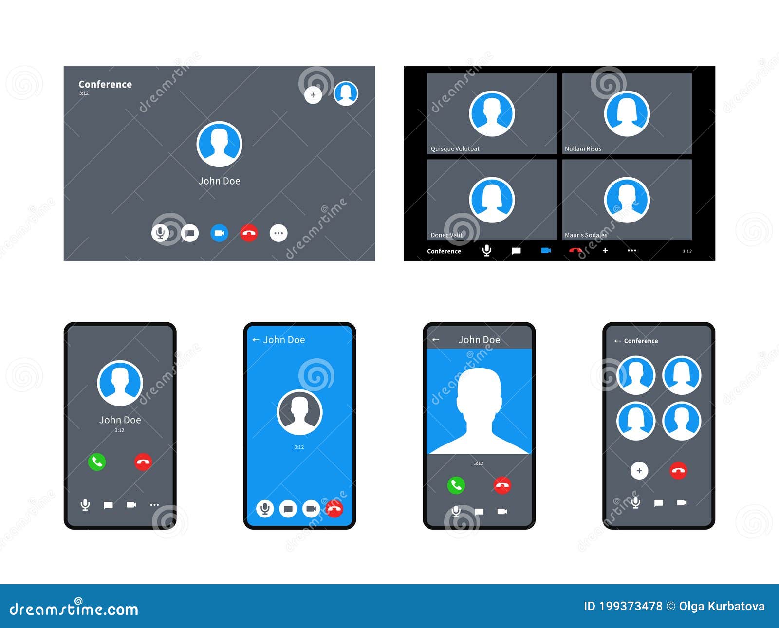 Call Screen Template. Incoming Video Calls Accept And Decline Button ...