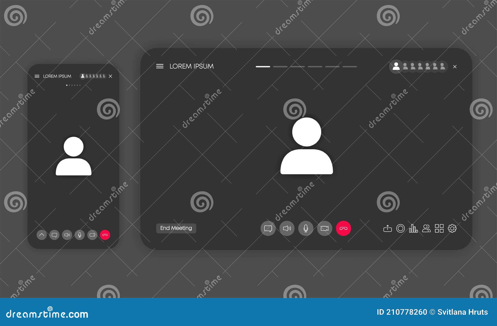 Call Screen Template on Window Browser or App. Video Chat or Meeting or ...