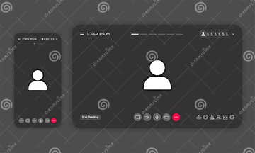 Call Screen Template on Window Browser or App. Video Chat or Meeting or ...
