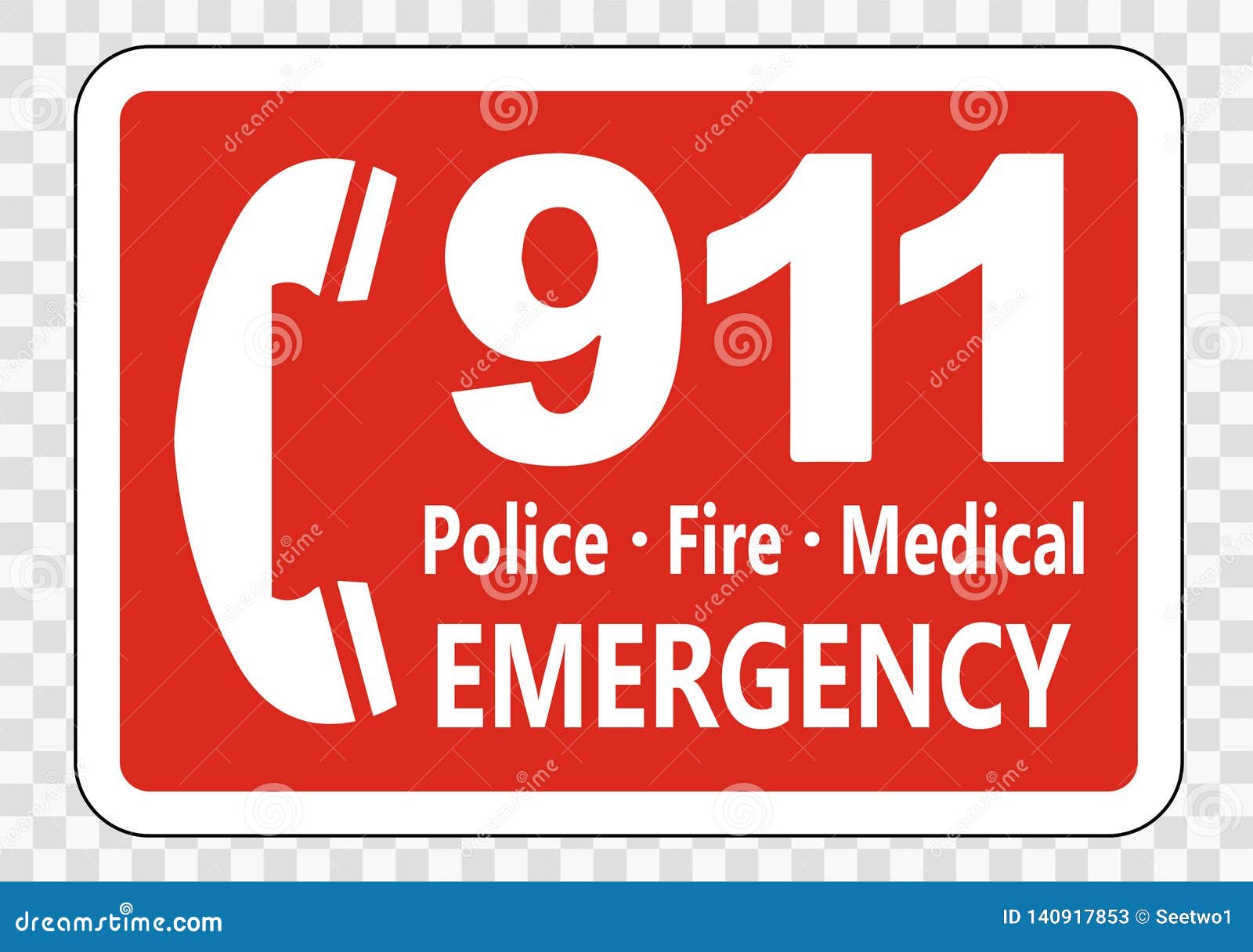 Symbol Call 911 Sign on Transparent Background Stock Vector ...