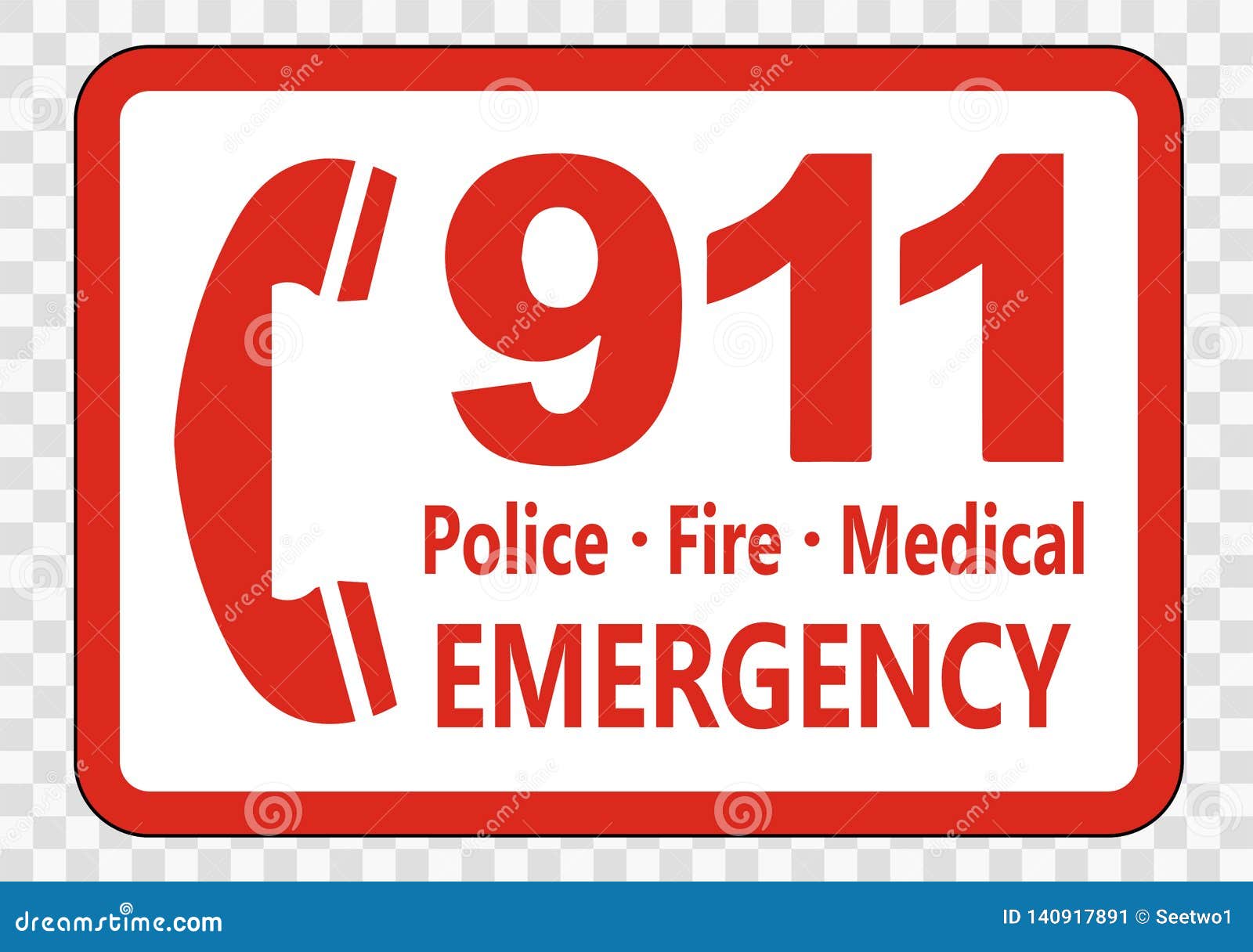 Symbol Call 911 Sign on Transparent Background Stock Vector ...
