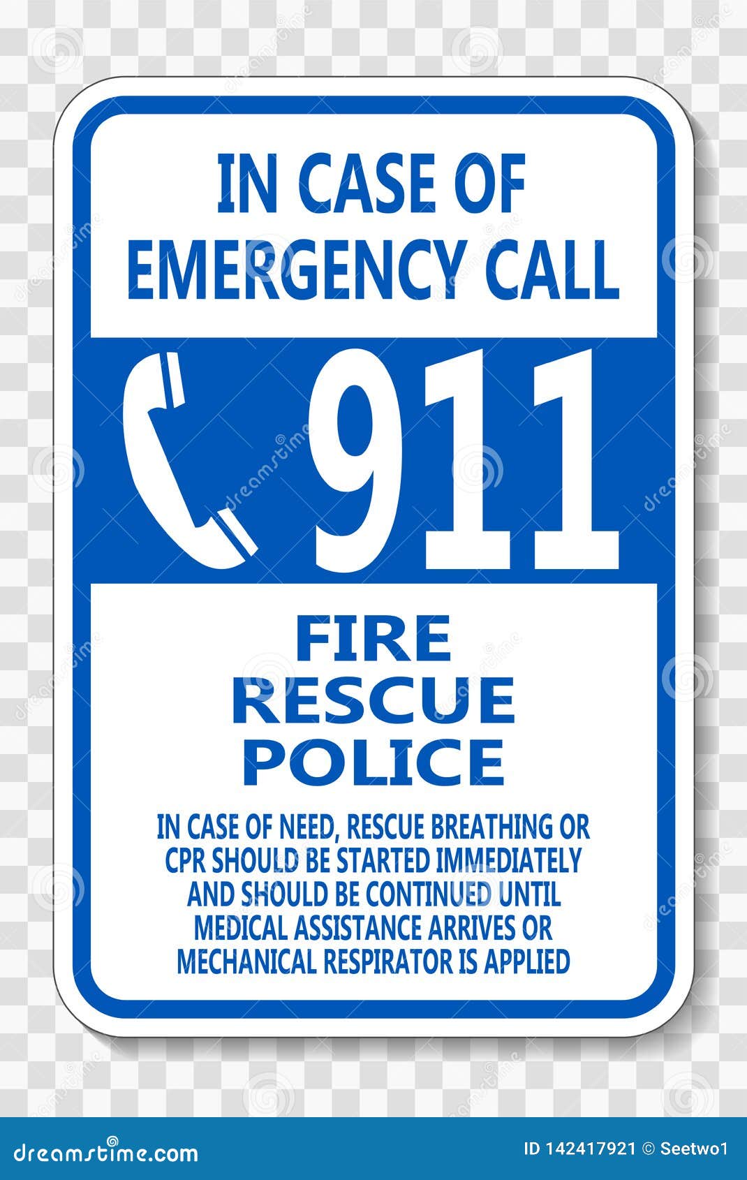 Symbol Call 911 Sign on Transparent Background Stock Vector ...