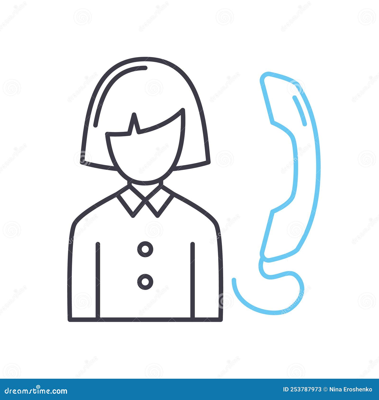 Call Support Line Icon, Outline Symbol, Vector Illustration, Concept ...