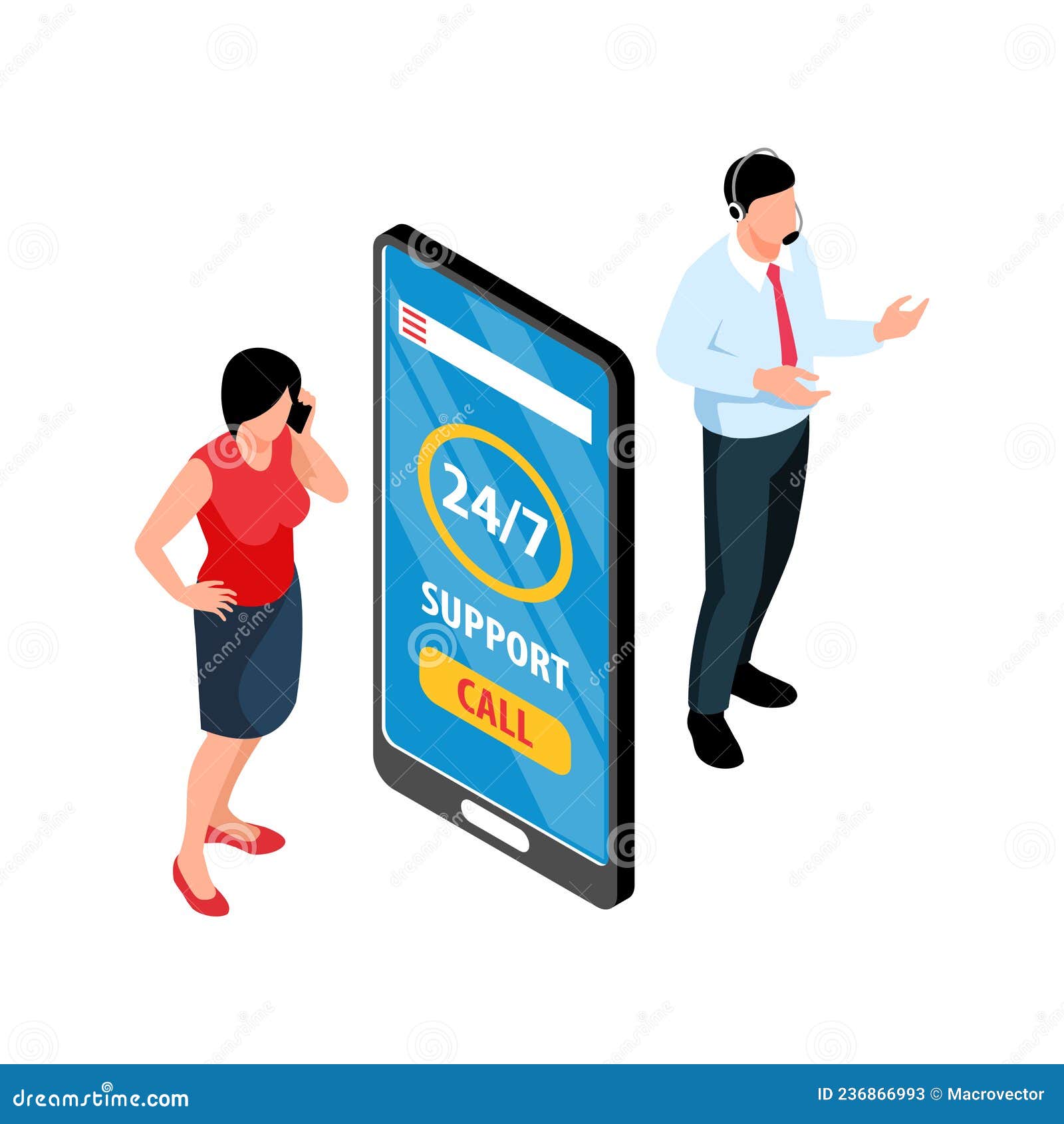 Call Tech Support Composition Stock Vector - Illustration of user ...