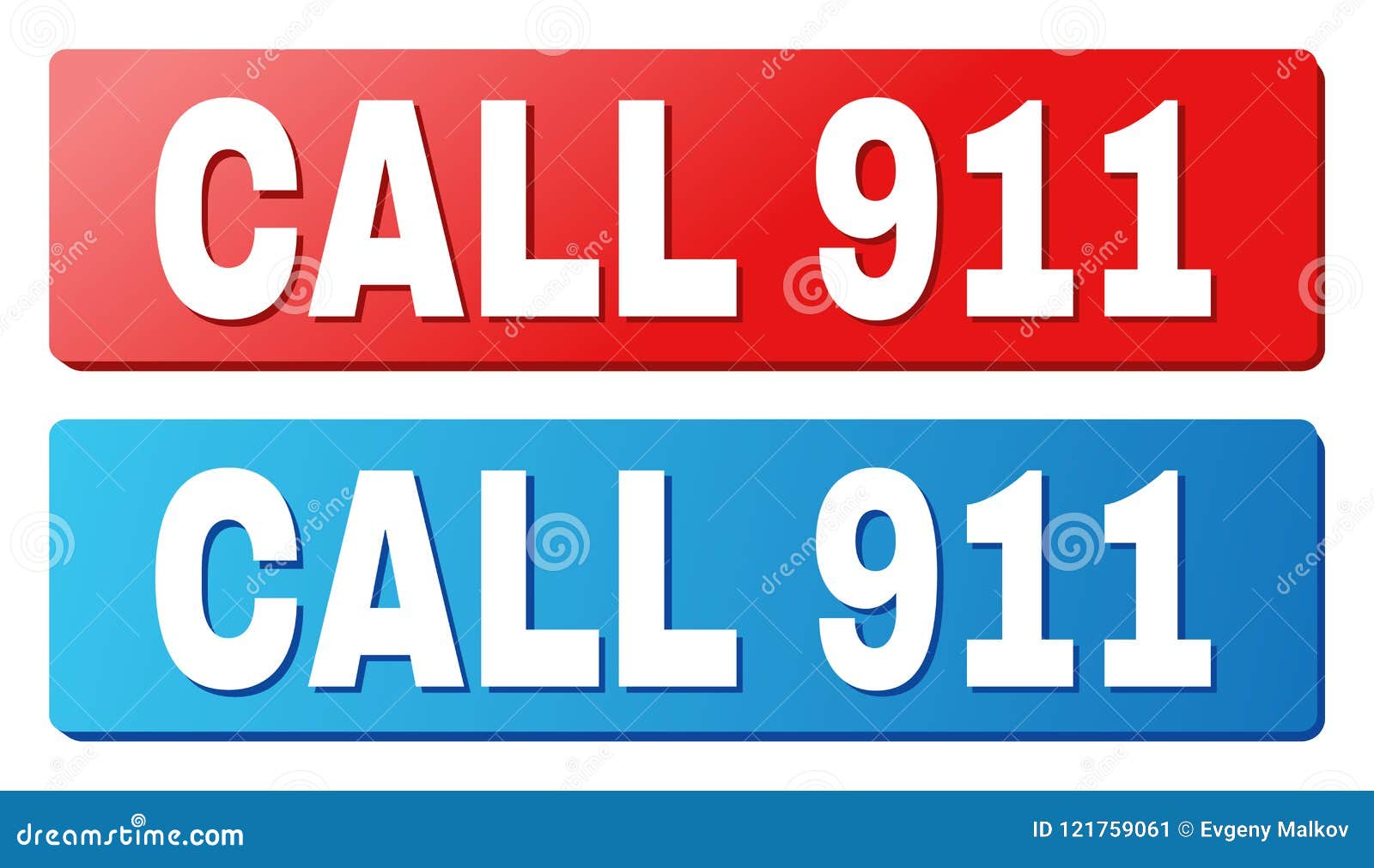 CALL 911 Title on Blue and Red Rectangle Buttons Stock Vector ...