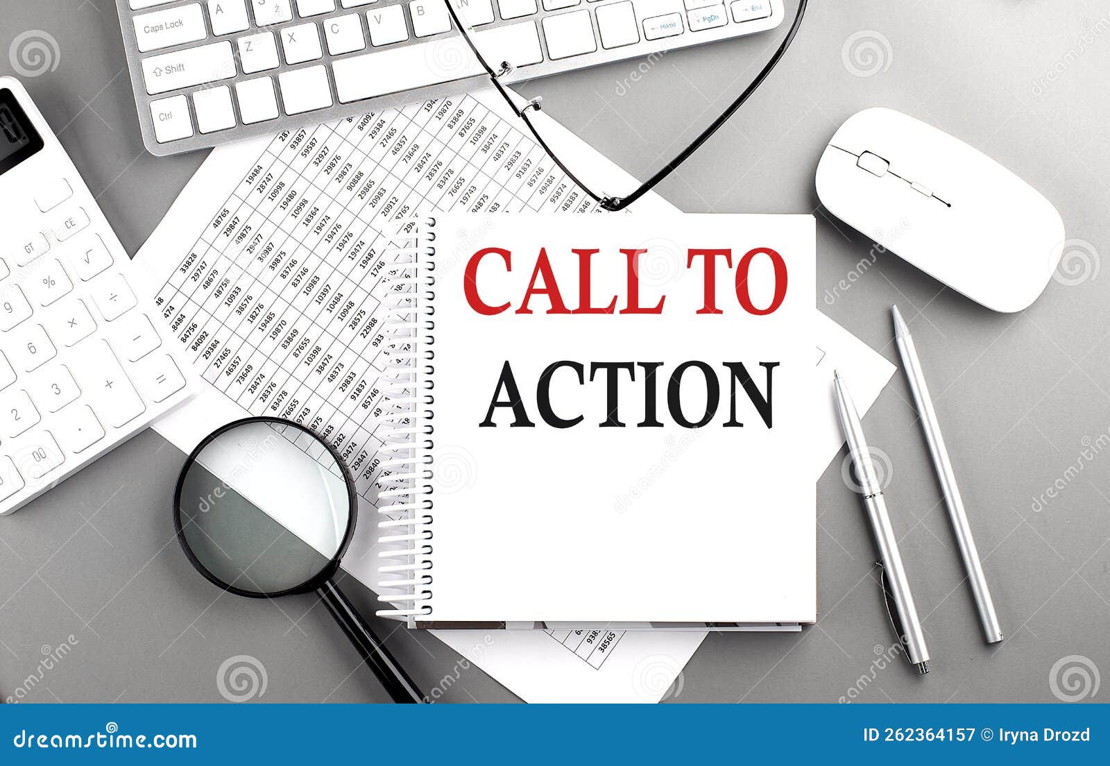 CALL TO ACTION Text Written on a Sticky with Pencil and Glasses Stock ...