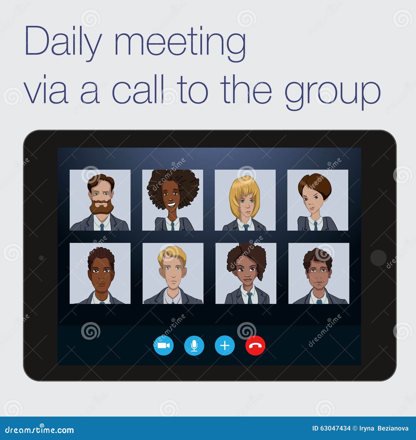 Daily Call To a Remote Project Team Stock Illustration - Illustration ...