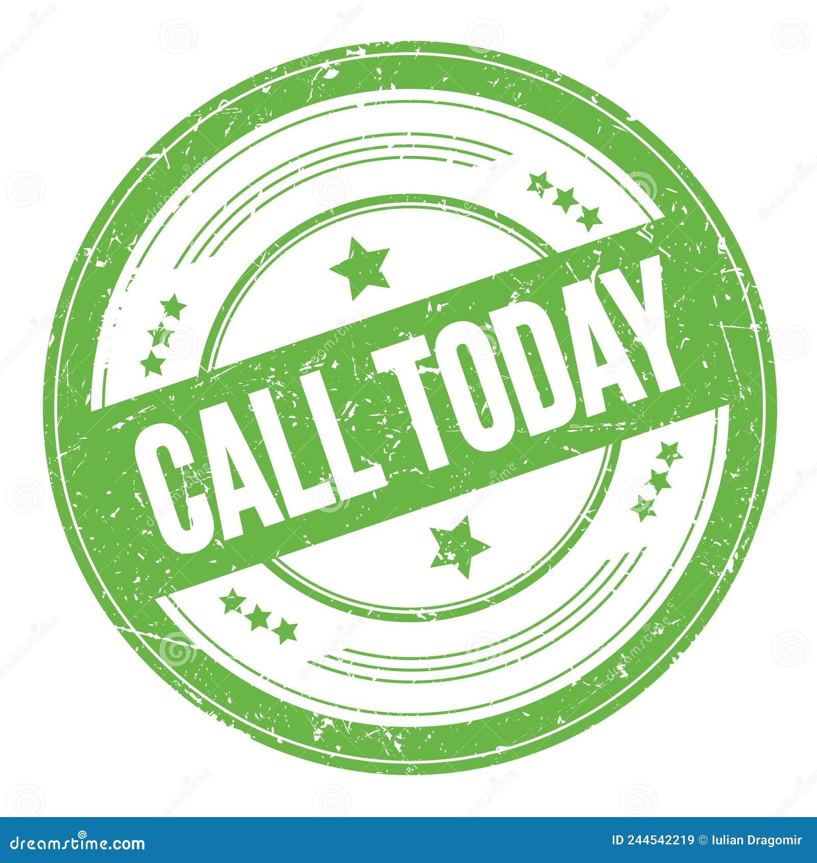 CALL TODAY Text on Green Round Grungy Stamp Stock Illustration ...