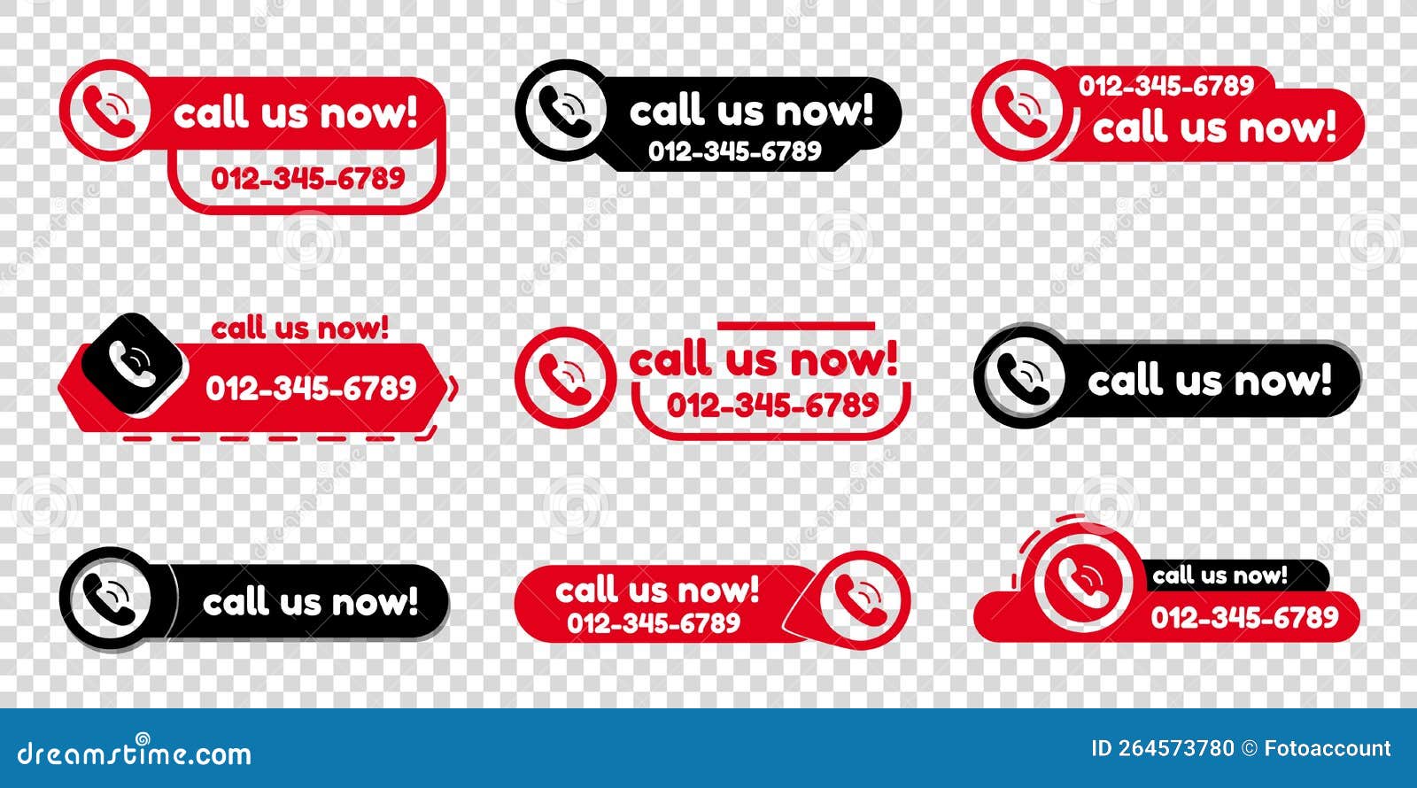 Call Us Button Icon Set - Different Vector Illustrations Isolated on ...