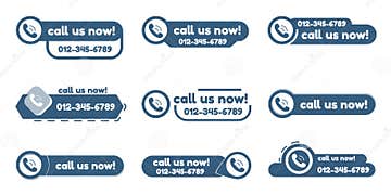 Call Us Button Icon Set - Different Vector Illustrations Isolated on ...