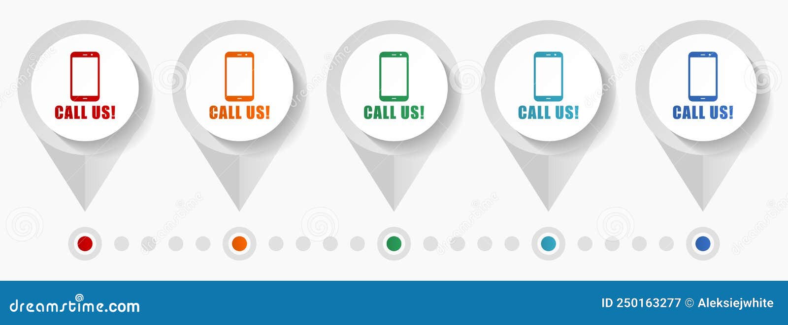 Call Us Concept Vector Icons, Editable Infographic Template, Set of ...