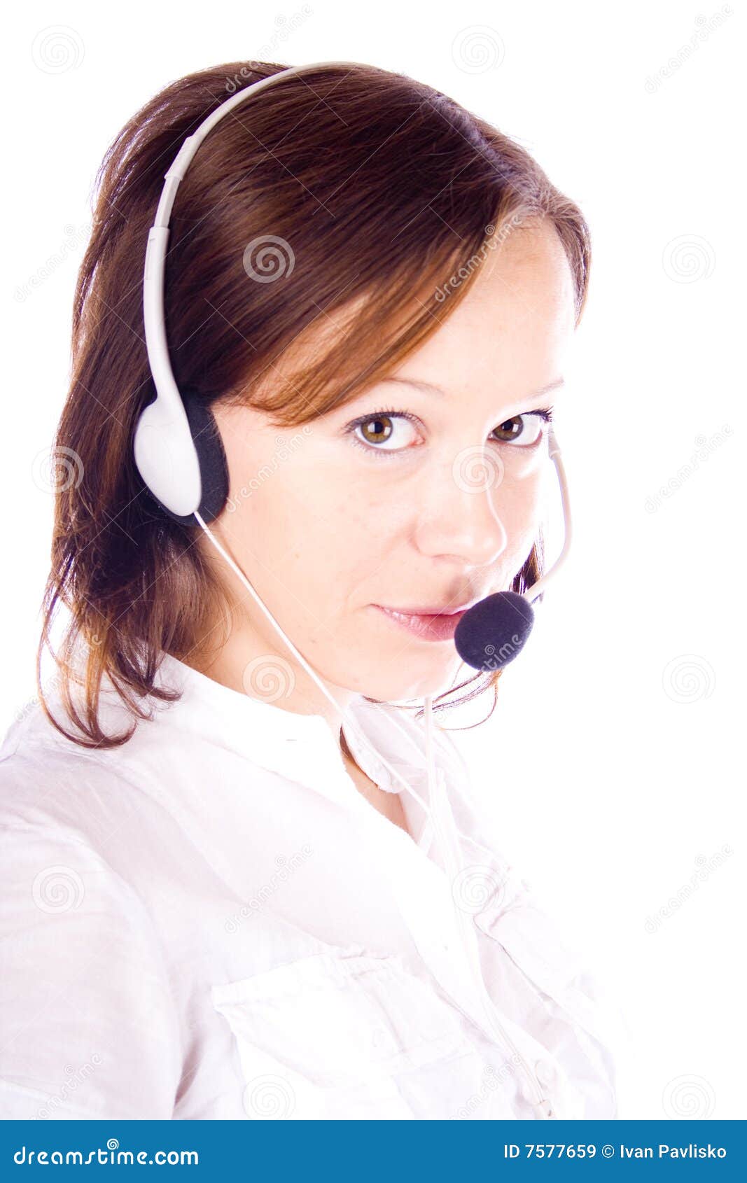 Call us girl stock image. Image of agent, assistant, beautiful - 7577659