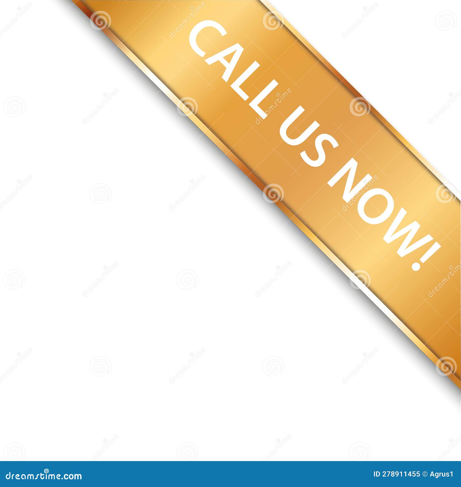 CALL US NOW - Vector Illustration of Gold Corner Ribbon Banner with ...