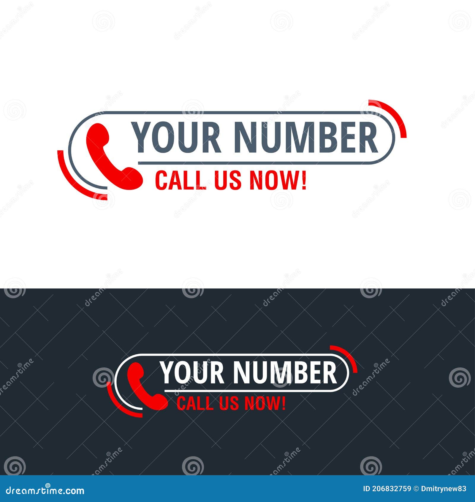 Call Us Red Thin Line Rounded Button for Phone Number Stock Vector ...