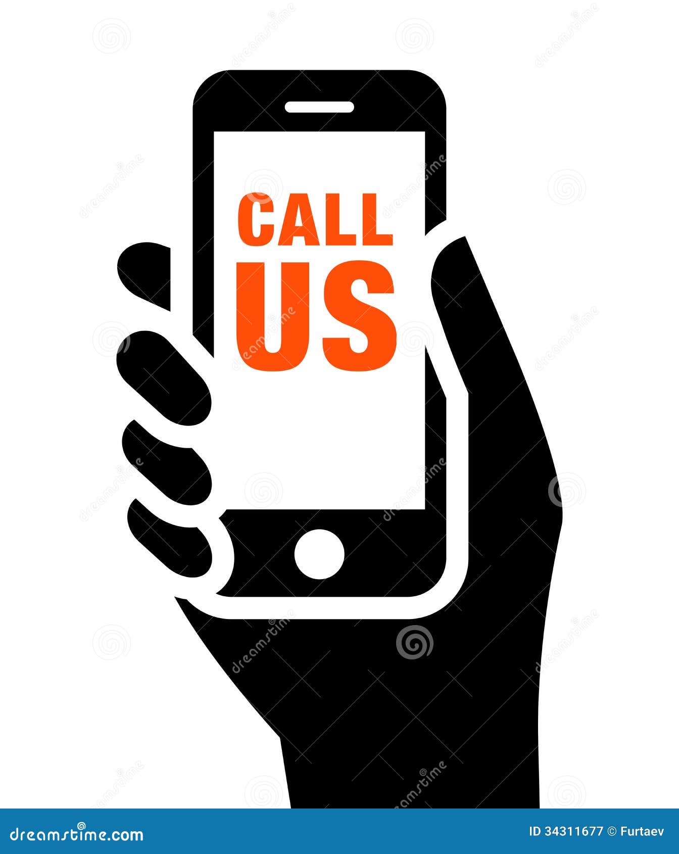 Call us sign stock vector. Illustration of white, screen - 34311677