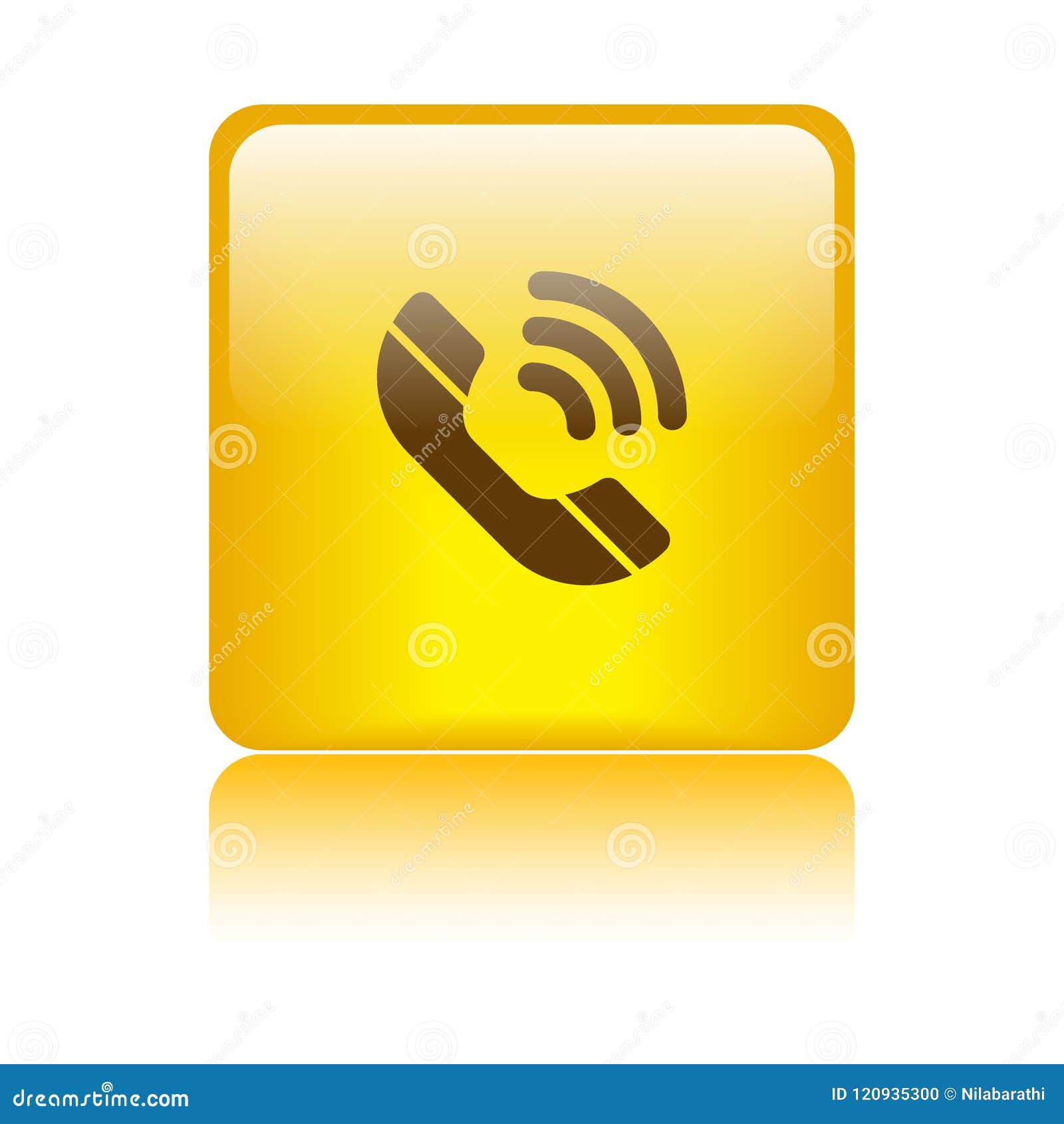 Phone call button square stock illustration. Illustration of aqua ...