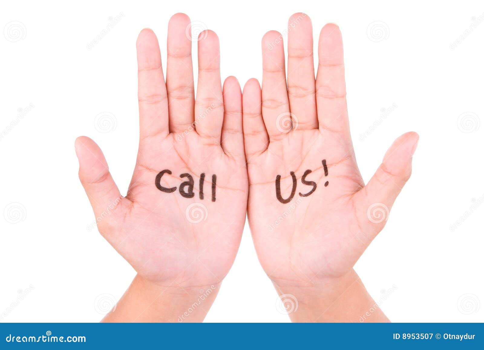 Call us writen on palms stock image. Image of call, hand - 8953507
