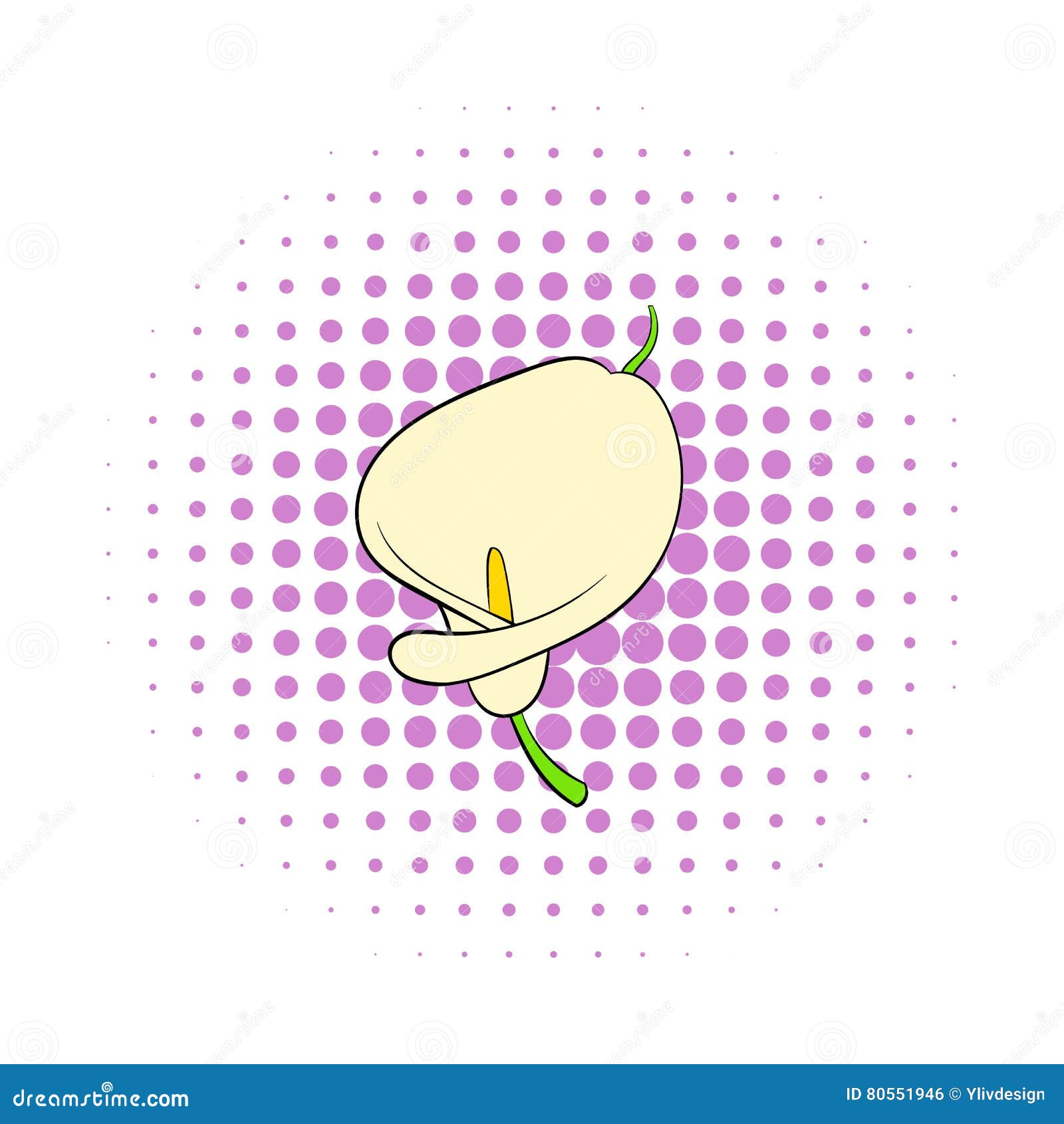 Calla Flower Icon, Comics Style Stock Vector - Illustration of floral ...