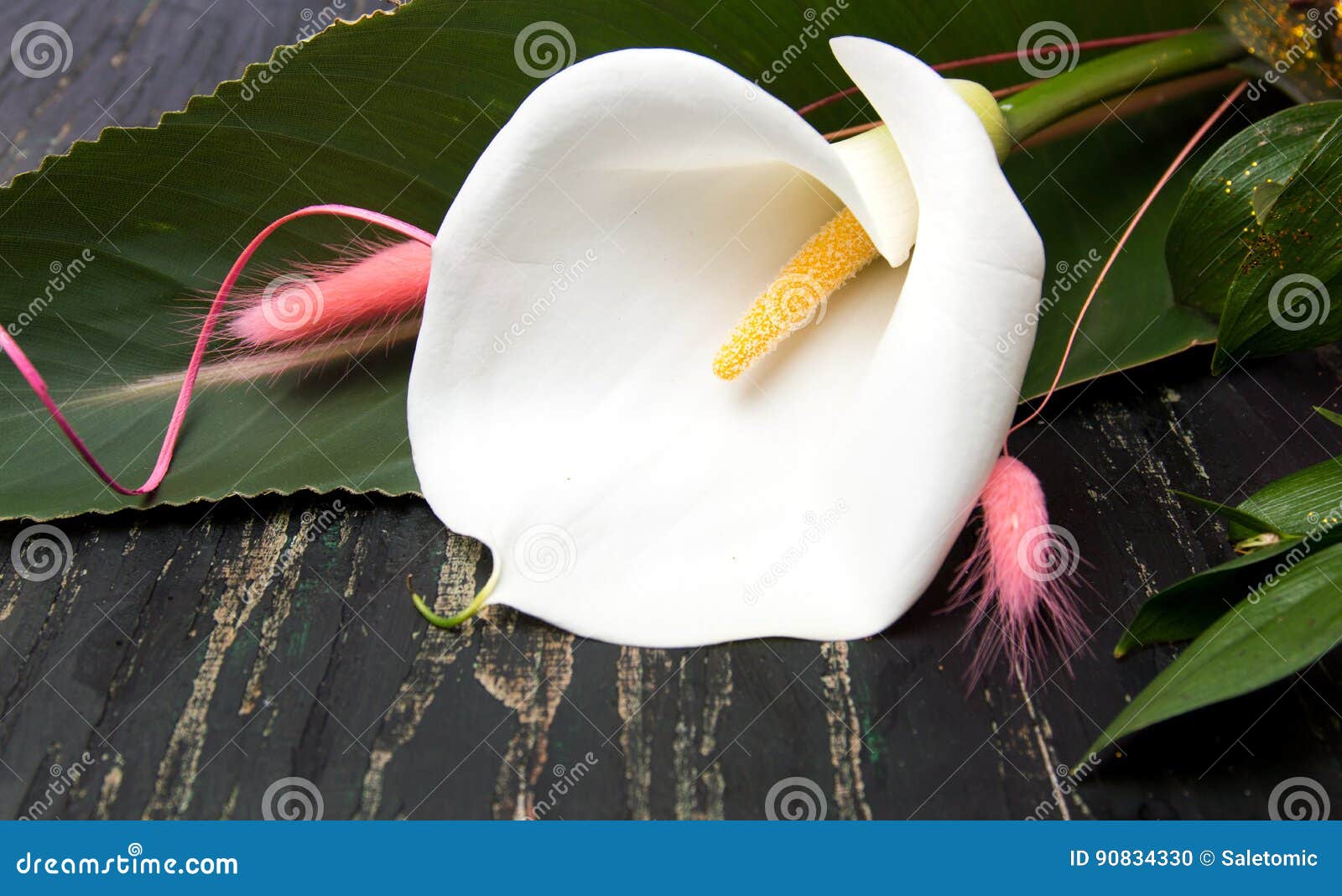Calla Lily Flower Bouquet on a Table Stock Photo - Image of flower ...