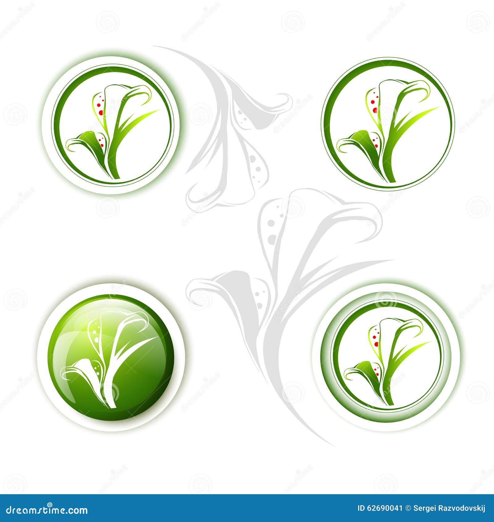 Calla Lily Flower Icon Set stock vector. Illustration of collection ...