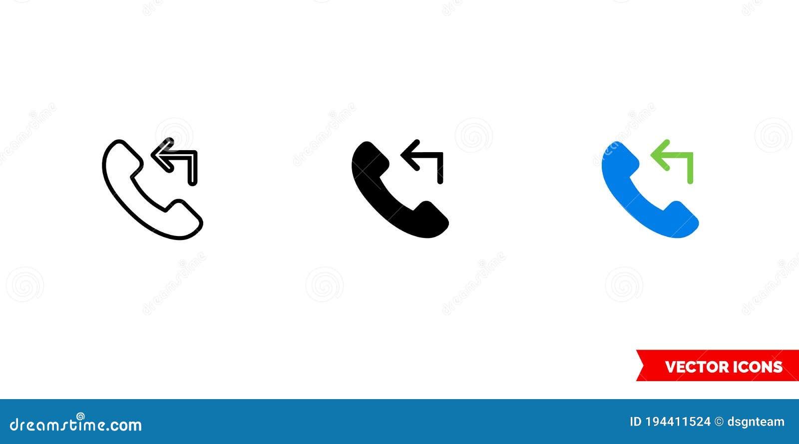 Callback Icon of 3 Types Color, Black and White, Outline. Isolated ...