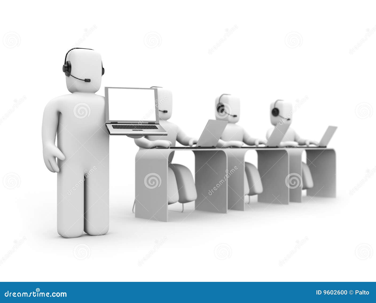 Callcenter stock illustration. Illustration of laptop - 9602600