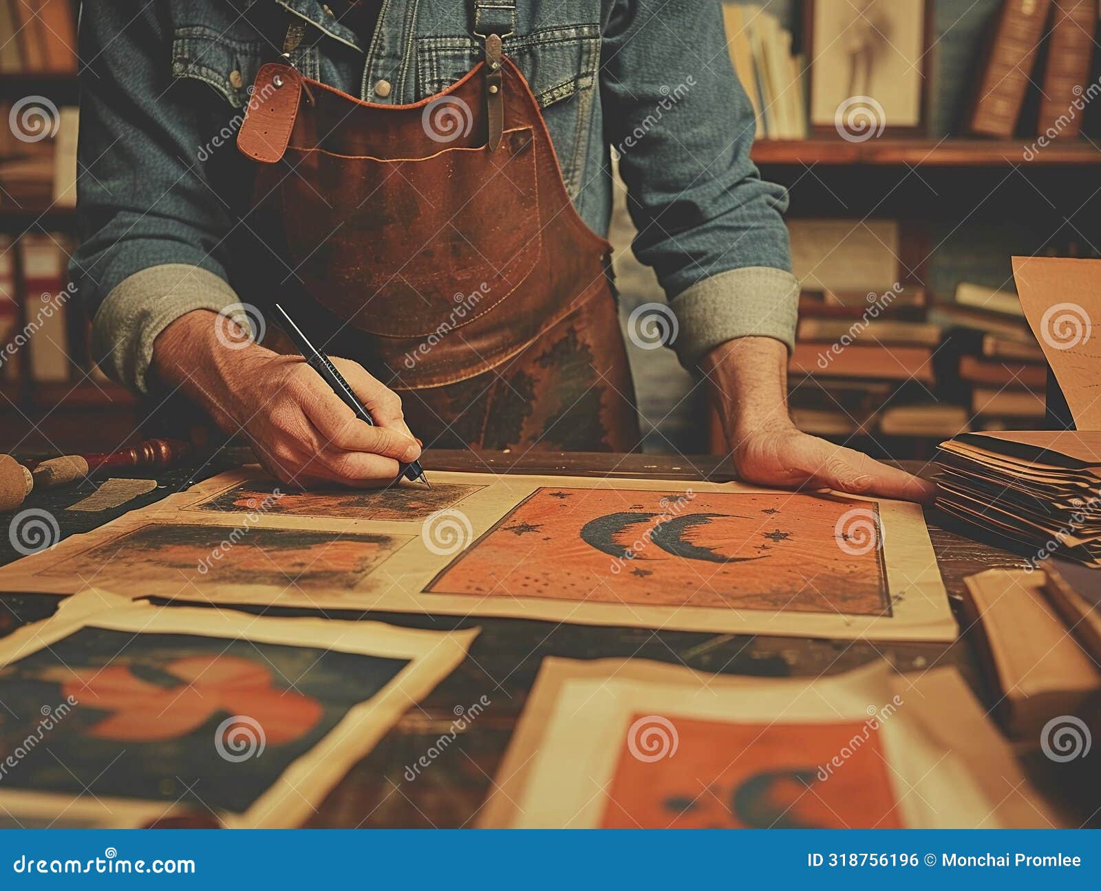 Calligrapher Drawing Elegant Characters, Serene Setting, Focused ...