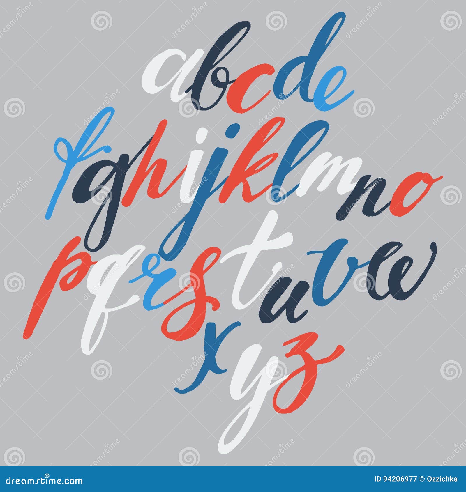 Calligraphic Abc. Handwritten Alphabet In Brush Style. Modern ...