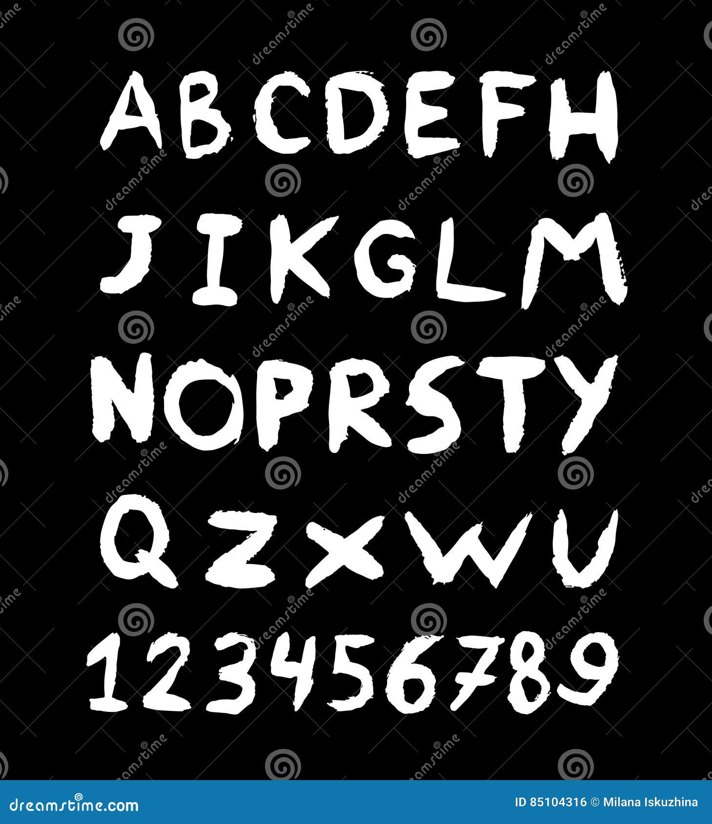 Calligraphic Alphabet. Vector Letters and Numbers Stock Vector ...