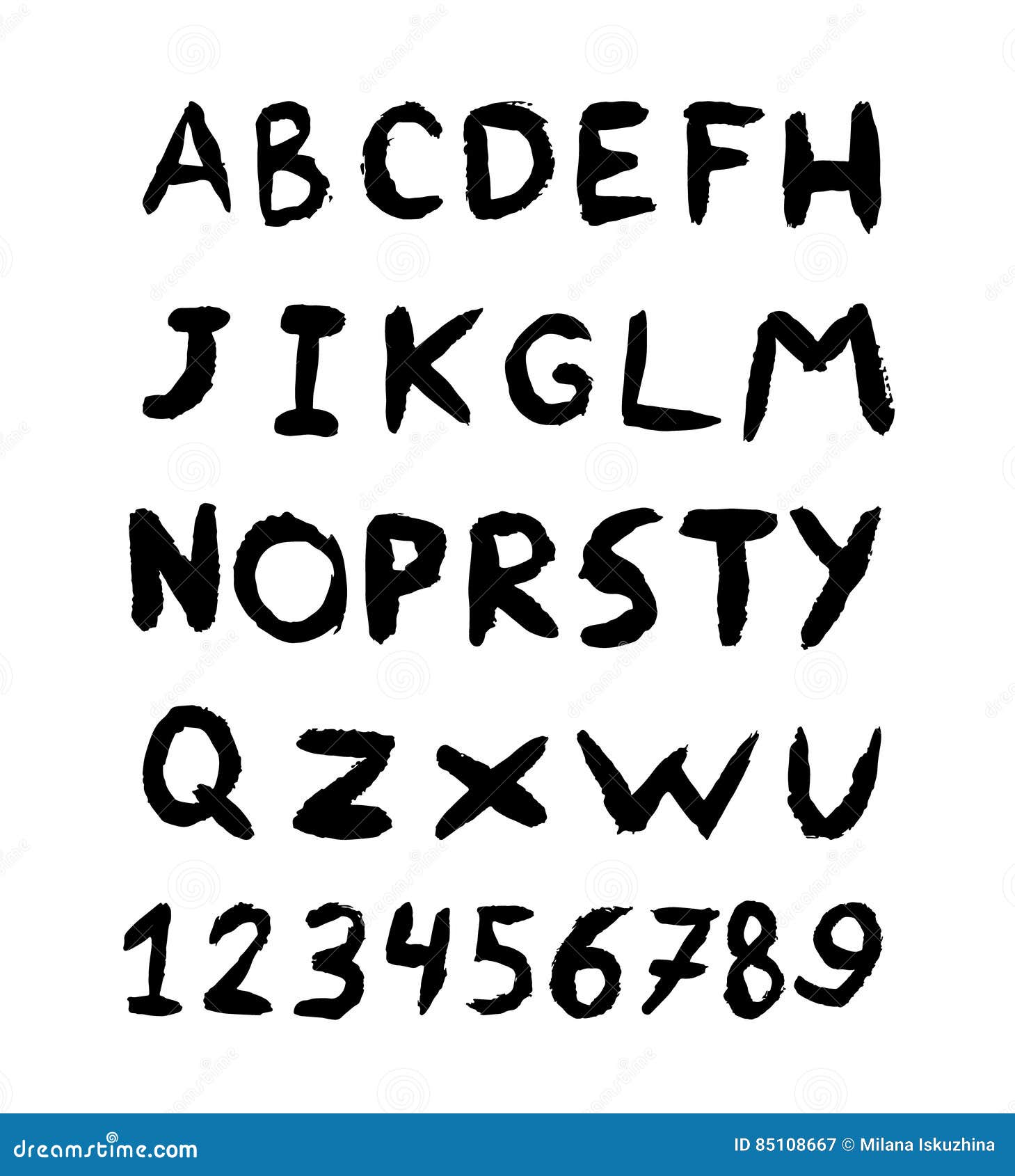 Calligraphic Alphabet. Vector Letters and Numbers Stock Vector ...