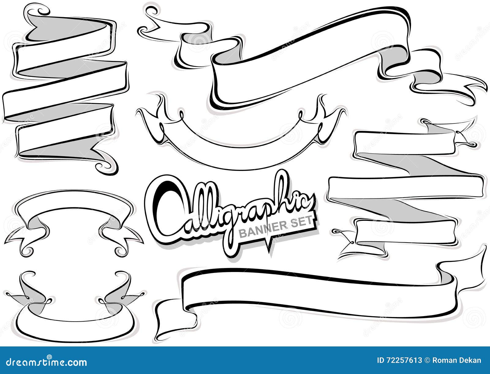 Calligraphic Banner Collection Stock Vector - Illustration of scroll ...