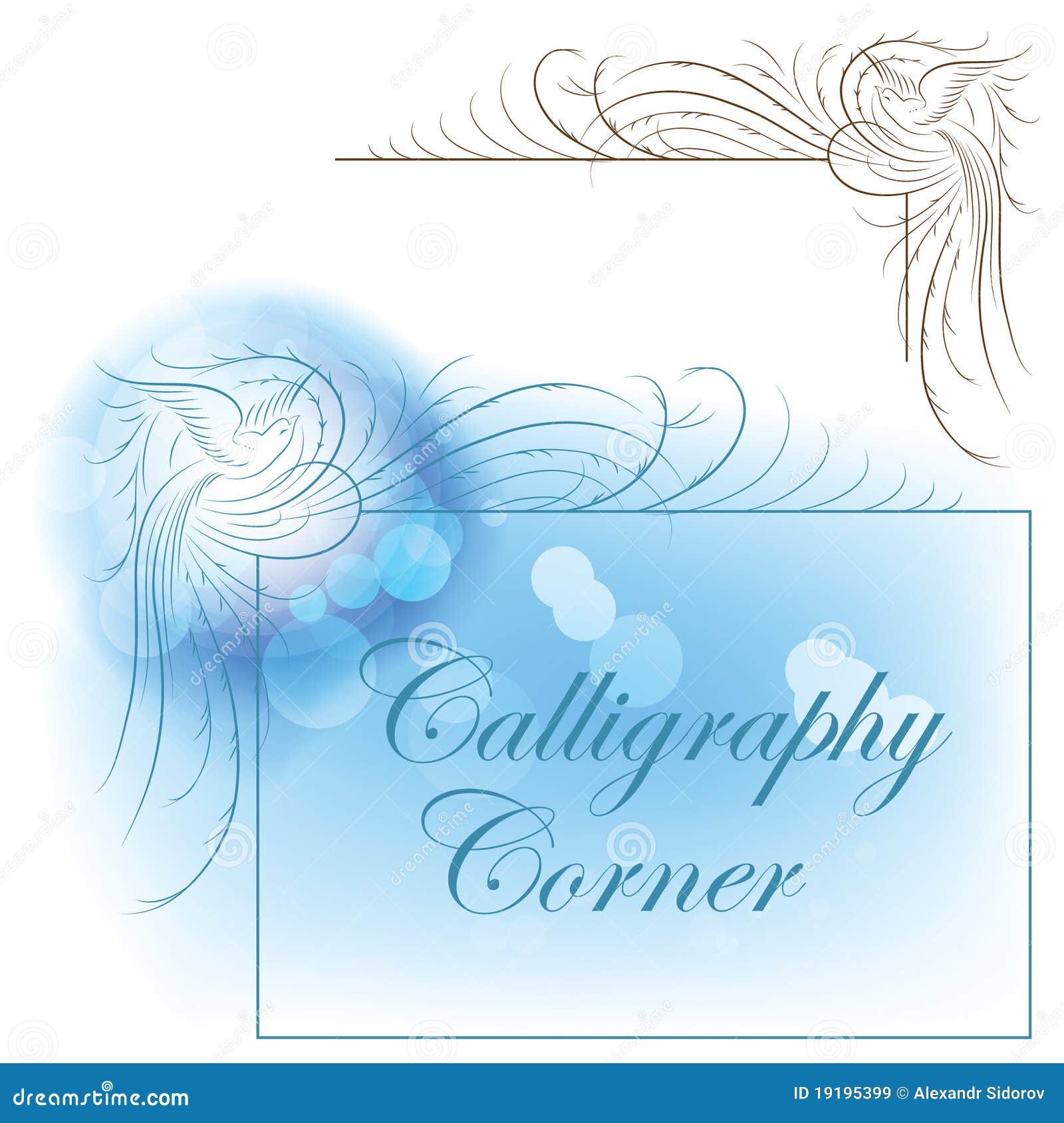 Calligraphic birds corner stock vector. Illustration of classic - 19195399