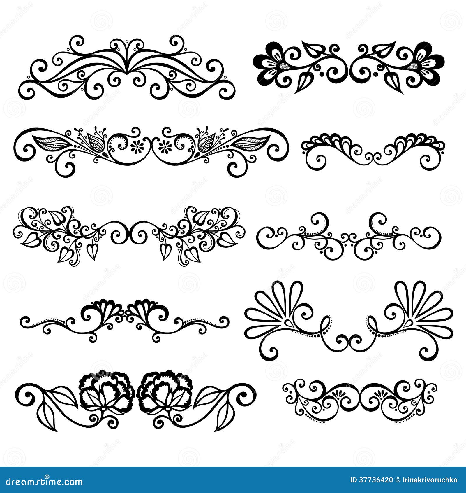 Calligraphic Borders Anctor D Page Decoration Stock Vector ...