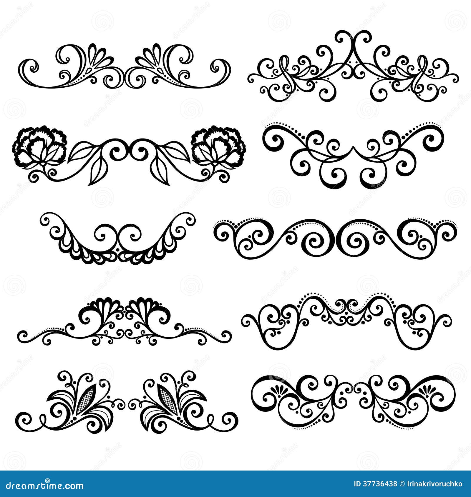 Calligraphic Borders Anctor D Page Decoration Stock Vector ...