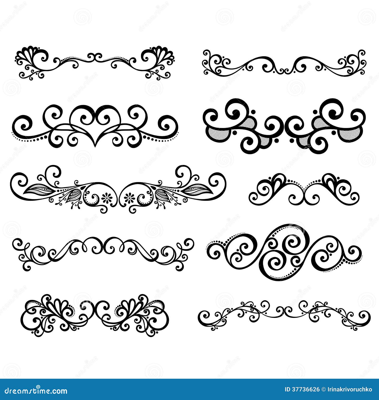 Calligraphic Borders Anctor D Page Decoration Stock Vector ...
