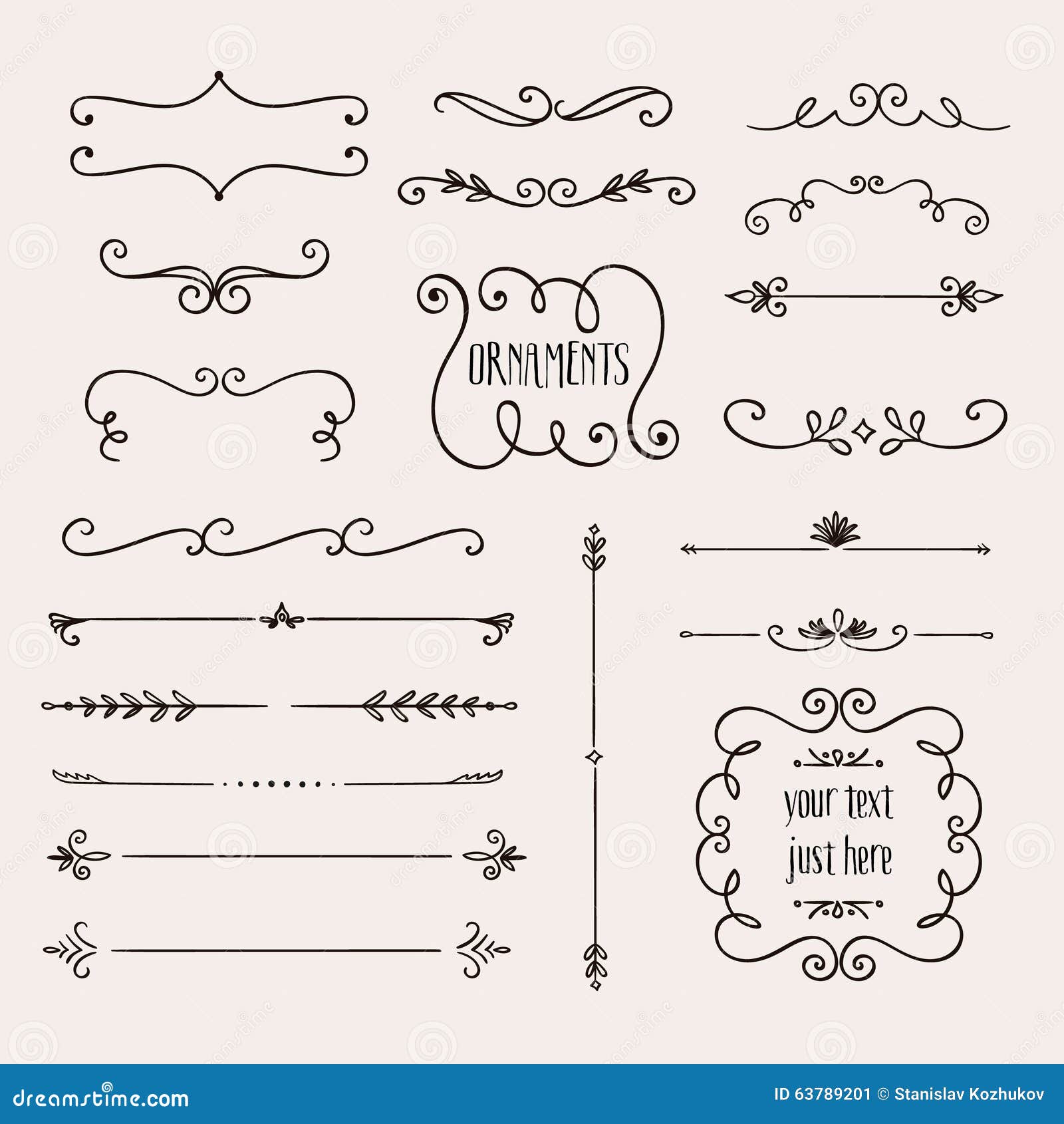 Calligraphic Borders Collection Stock Vector - Illustration of document ...