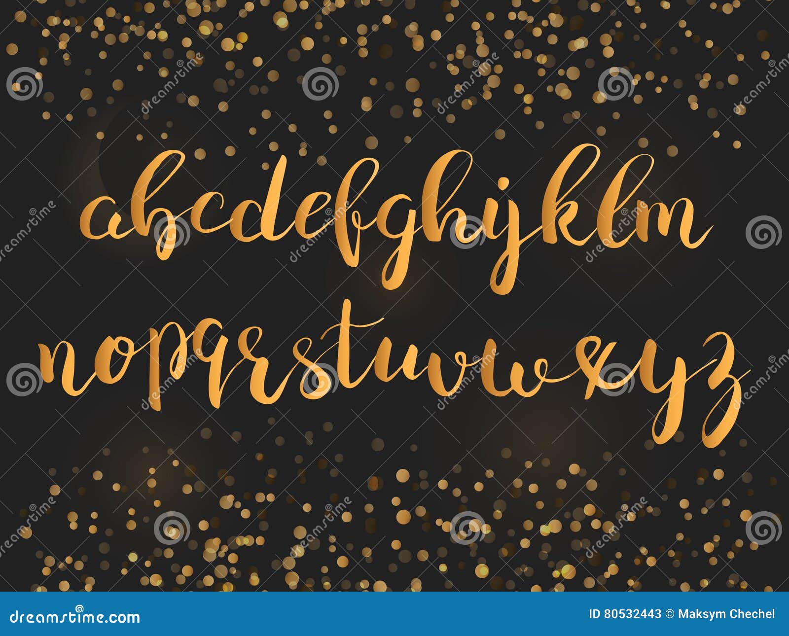 Calligraphic Brushpen Font with Sparkles Stock Vector - Illustration of ...