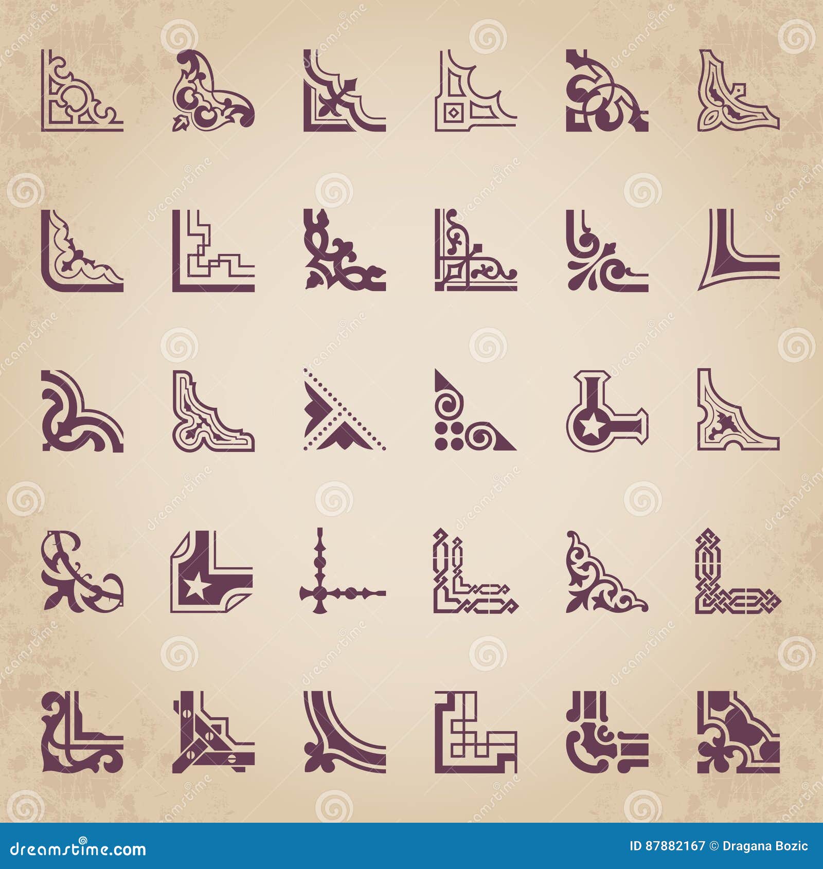 Calligraphic Corners in Retro Style - Vector Set Stock Vector ...