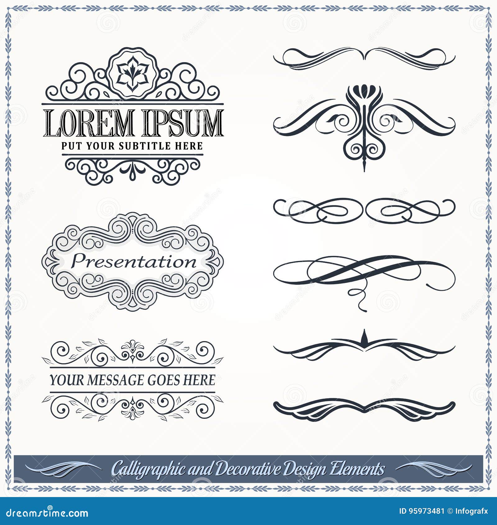 Calligraphic Curves and Decorative Patterns Collection Stock Vector ...