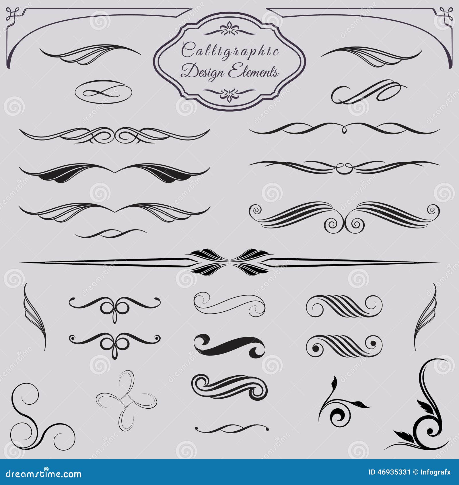 Calligraphic Decorative Design Elements Stock Vector - Illustration of ...