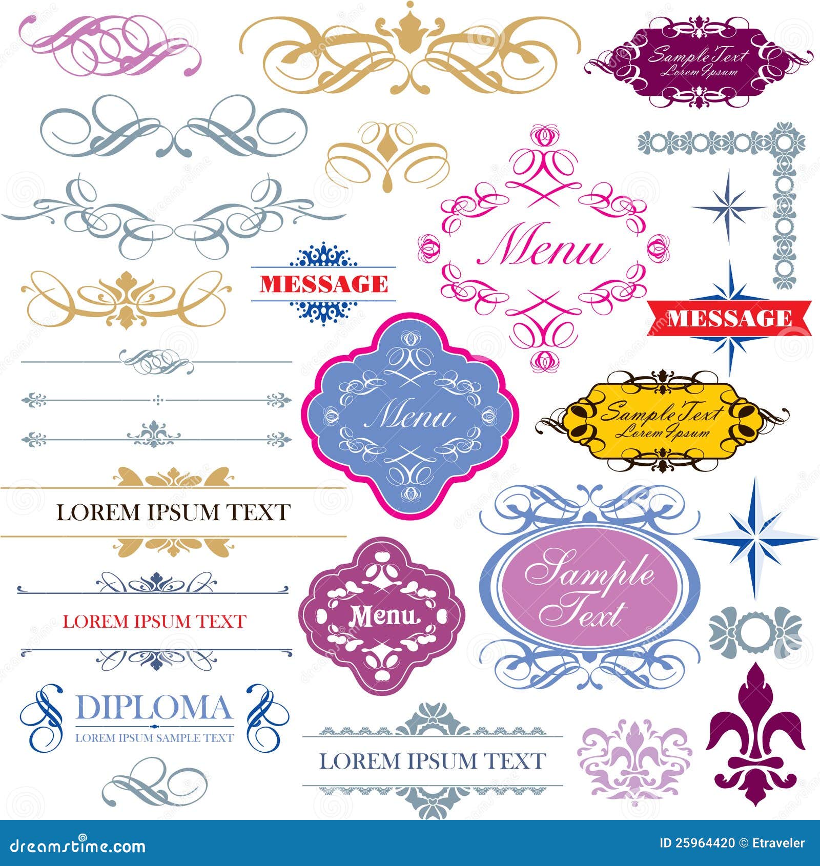Calligraphic Decorative Design Elements Set Stock Vector - Illustration ...