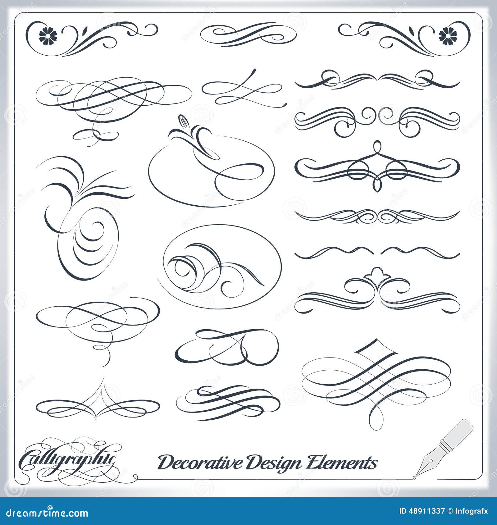 Calligraphic Decorative Design Elements Stock Vector - Illustration of ...