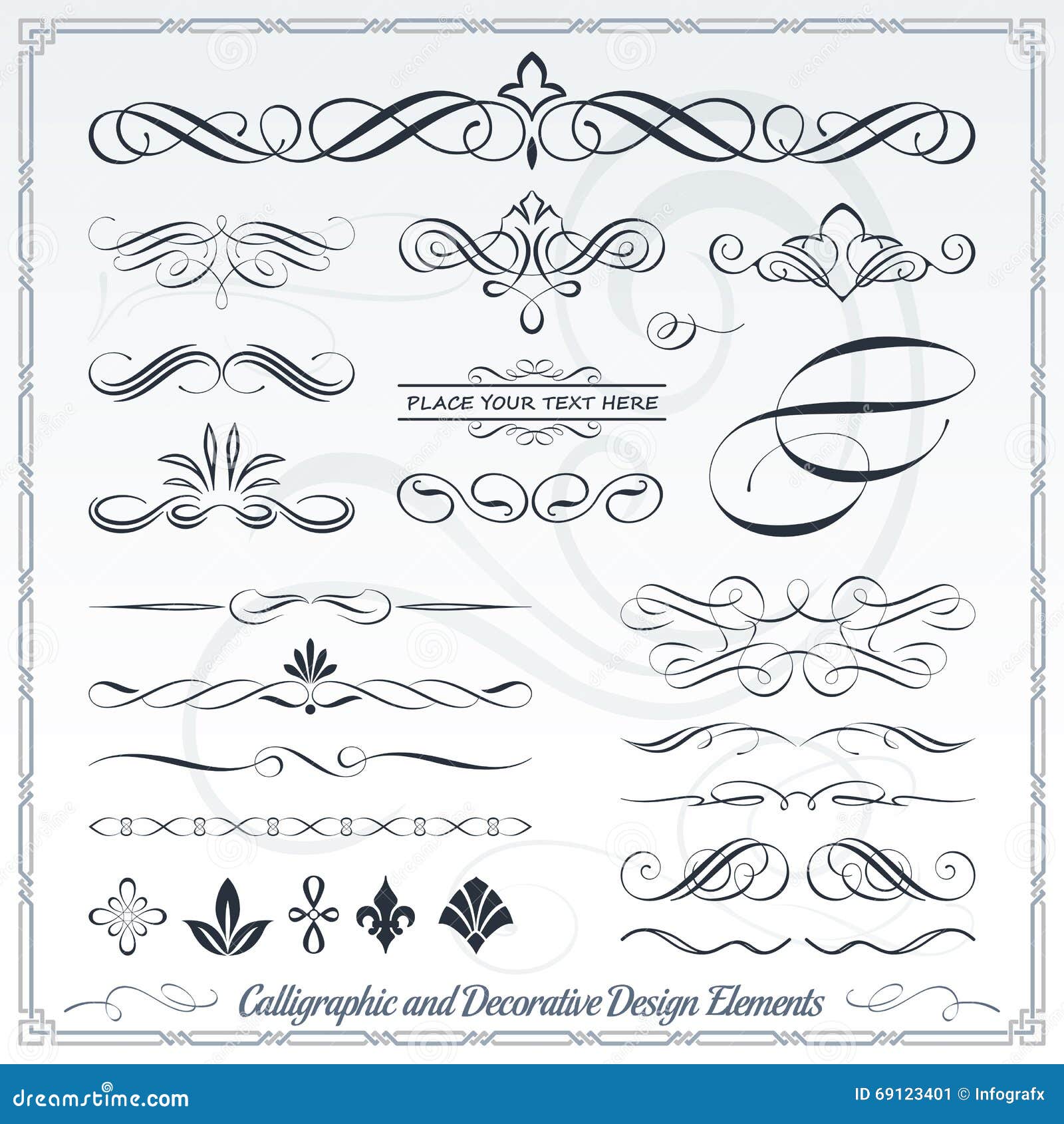 Calligraphic Decorative Design Elements Stock Vector - Illustration of ...